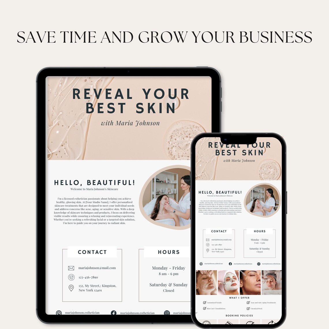 Esthetician Acuity Scheduling Template Canva Acuity Scheduling Template ...
