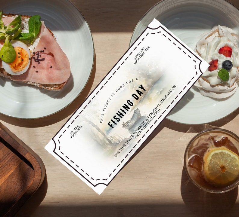 Custom Fishing Day Gift Coupon Fishing Gift Voucher Template Canva ...