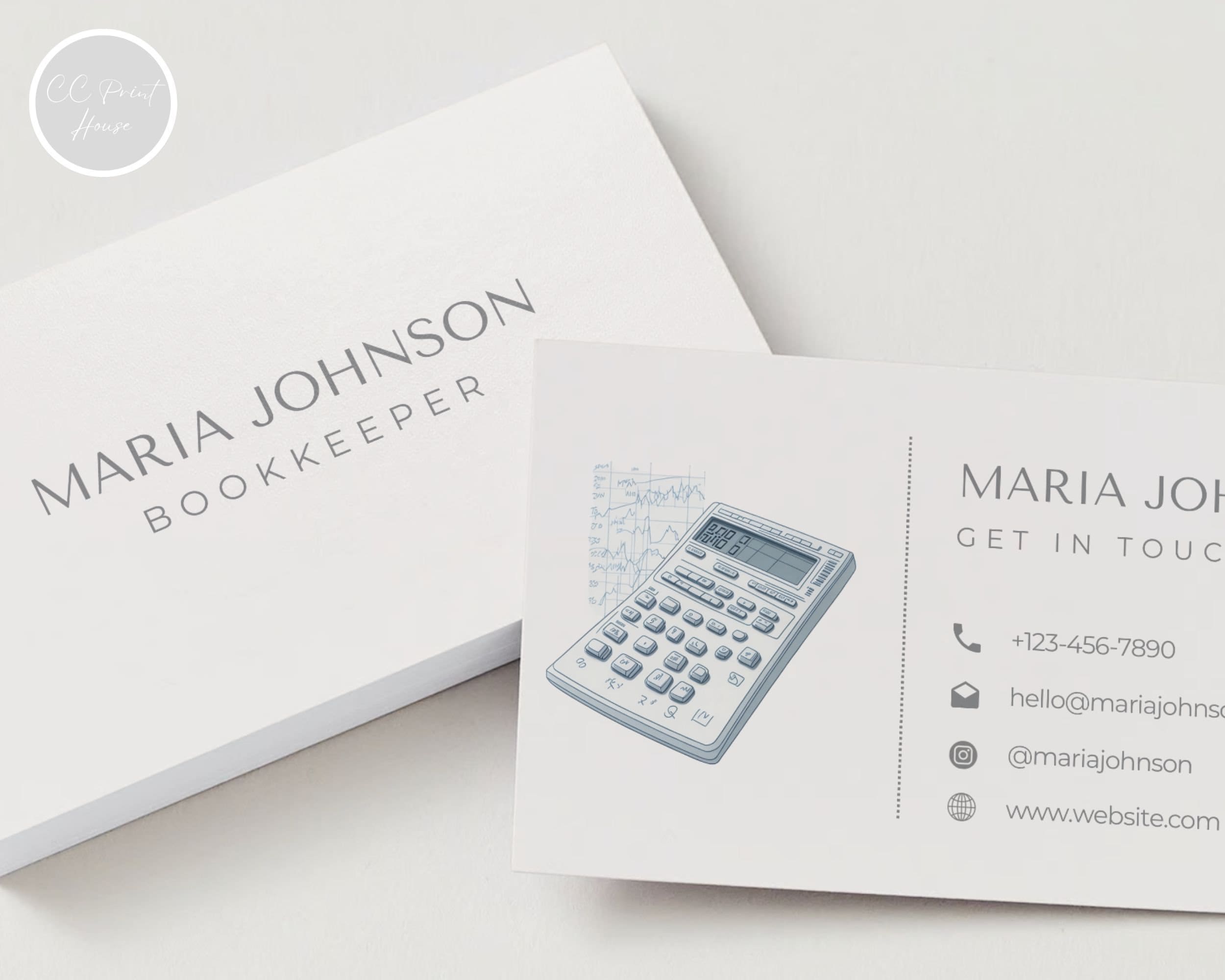 Bookkeeper Business Card Template Printable Business Card Template ...