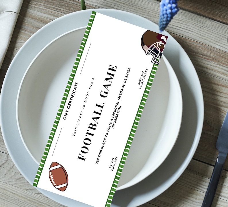 Football Game Coupon Surprise Ticket Canva Template Custom Football ...