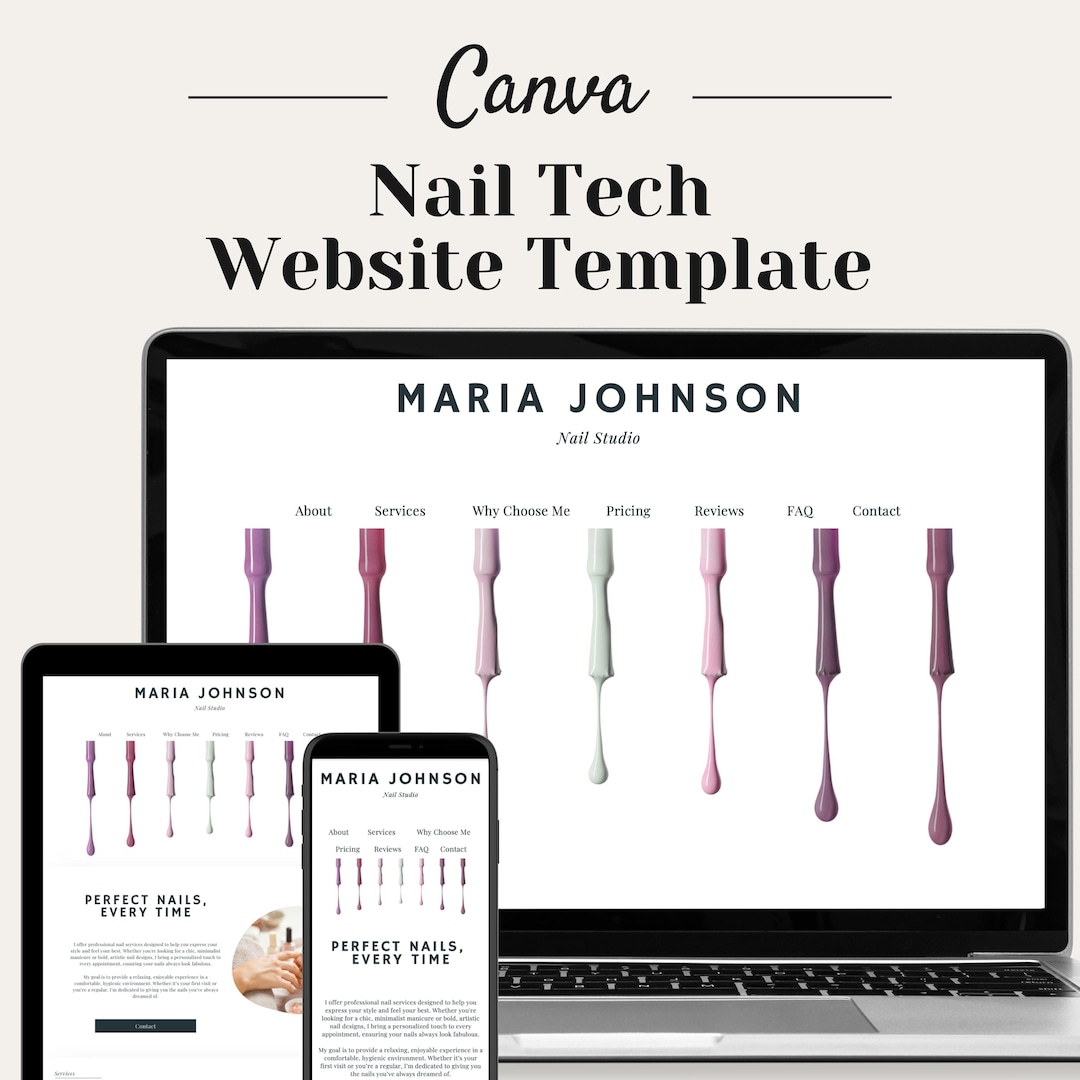 Nail Tech Canva Website Nail Studio Website Template Nail Artist ...