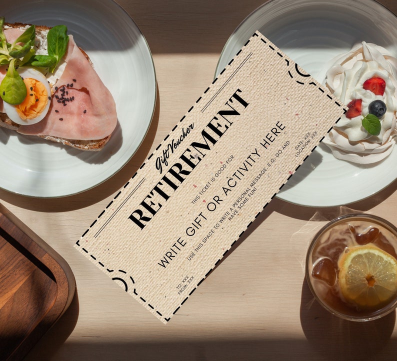 Vintage Retirement Coupon Canva Editable Gift Card Template Canva ...