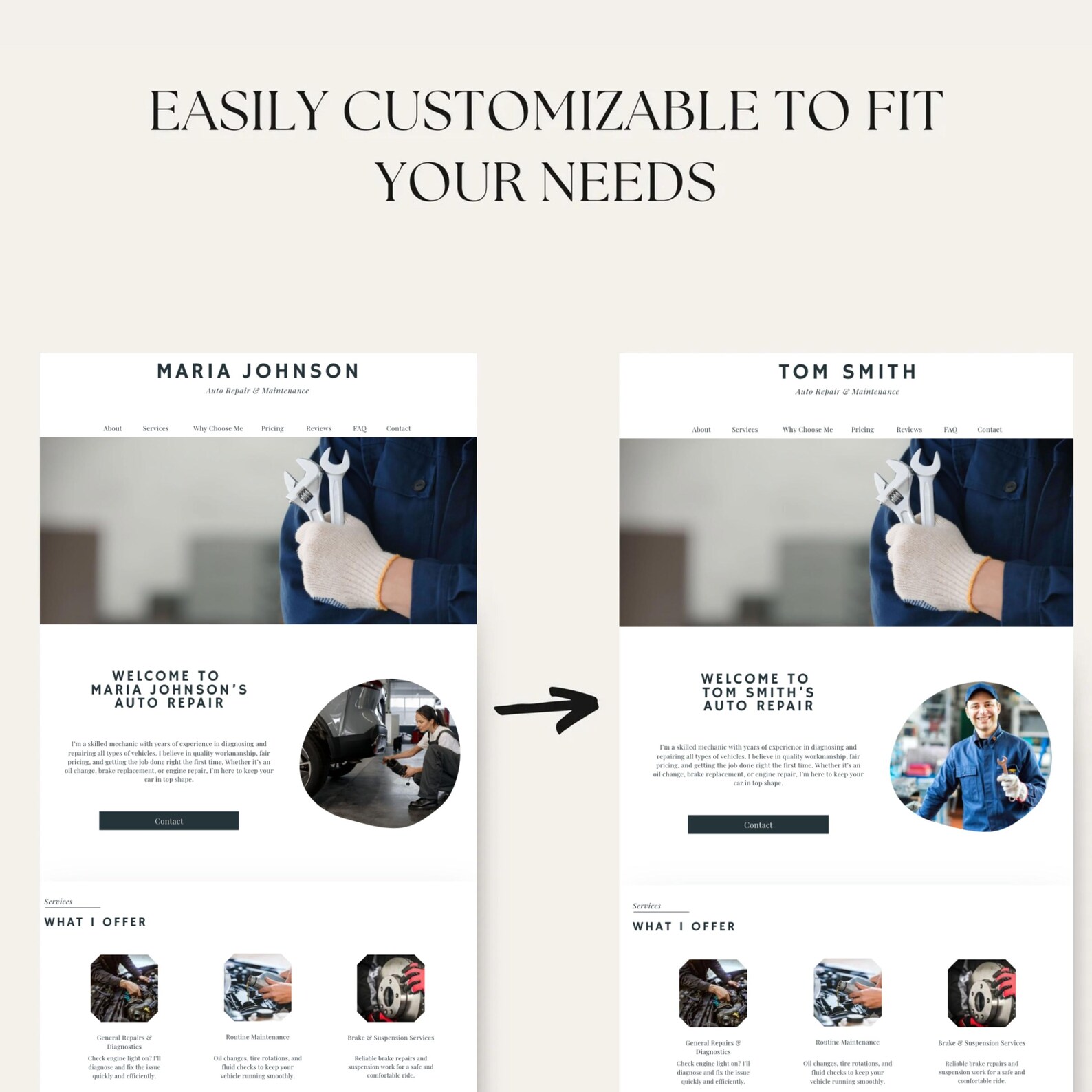 Car Mechanic Website Template | Auto Repair Canva Template (digital) - Etsy