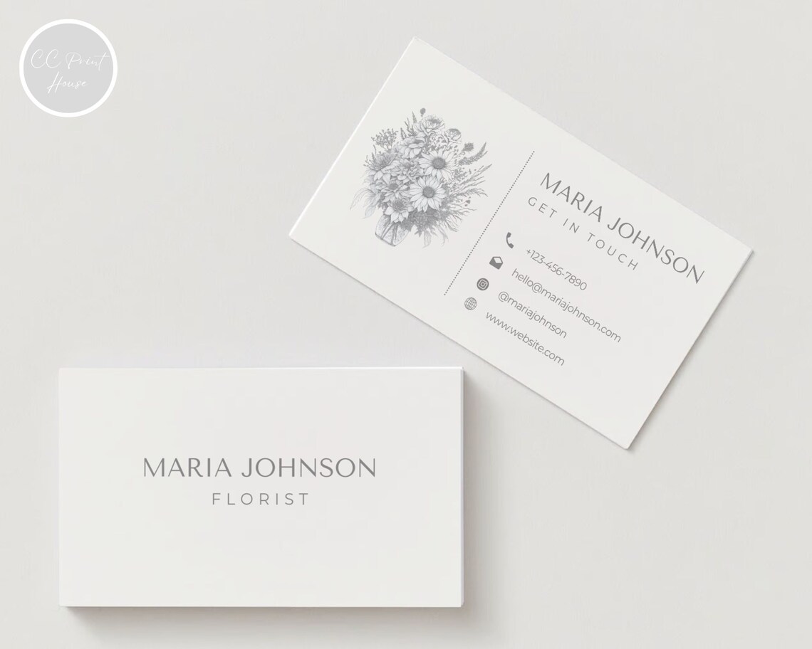 Florist Business Card Template, Editable Flower Shop Calling Card ...