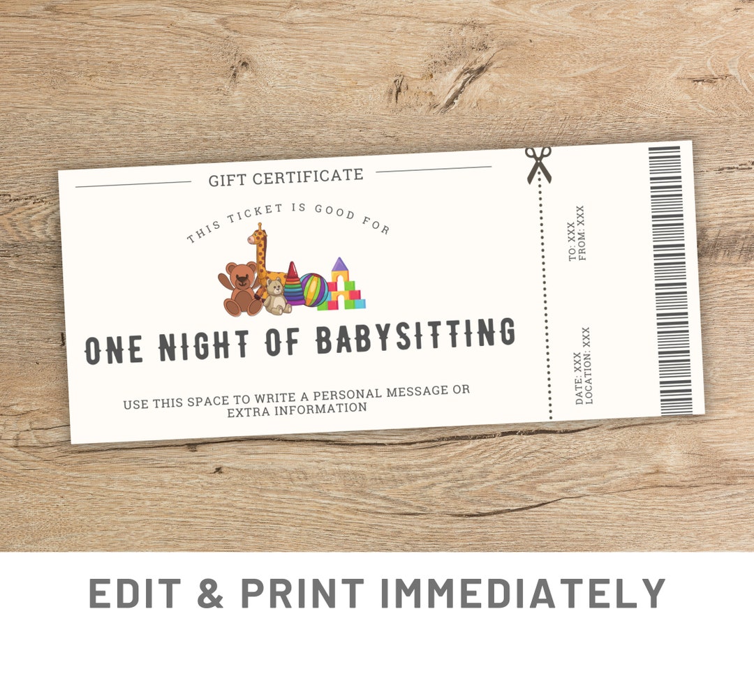 Custom Babysitting Coupon Editable Gift Coupon Template Canva ...