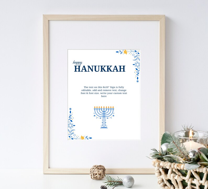 Hanukkah Welcome Sign Template Canva Hanukkah Sign Custom Hanukkah ...
