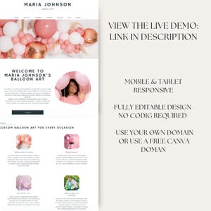 Balloon Business Canva Website Balloon Decor Website Template Balloon ...