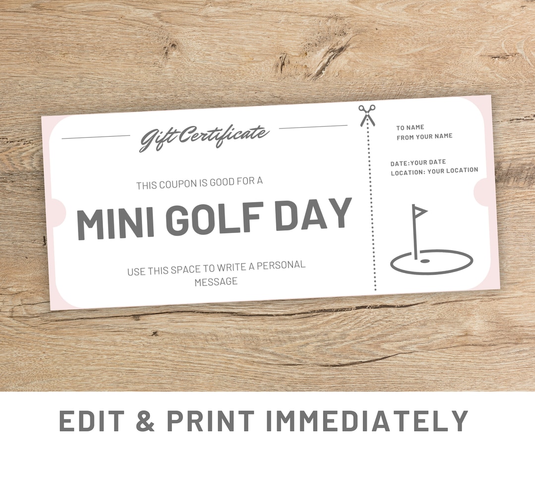 Mini Golf Coupon Editable Gift Coupon Template Canva Mini Golf Voucher ...