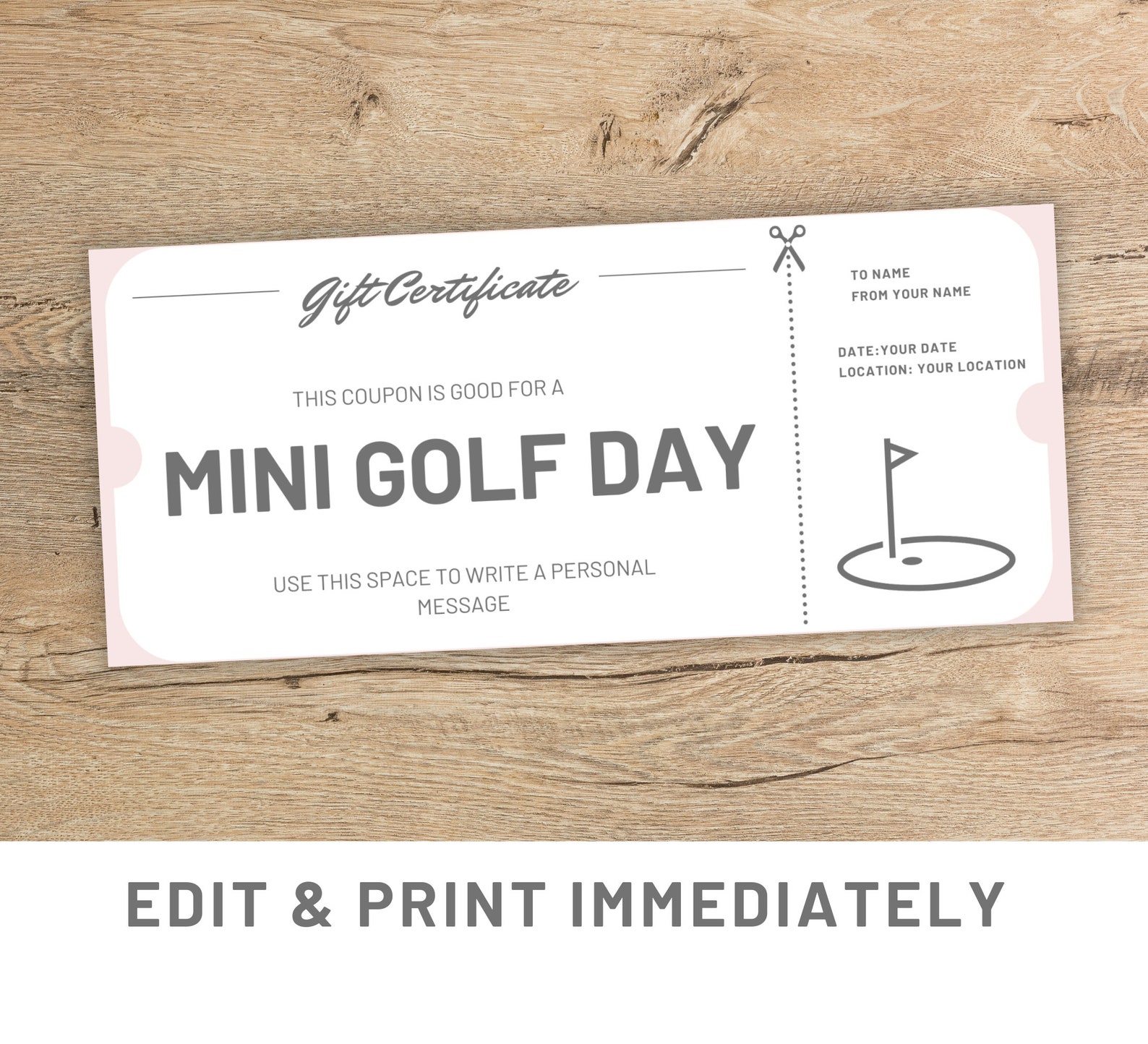 Mini Golf Day Coupon Template, Editable Gift Voucher (canva) - Etsy