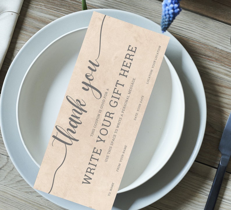 Thank You Gift Card Editable Coupon Template Canva Thank You Voucher ...