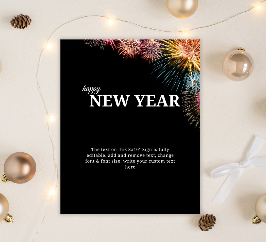 New Year's Sign Template Canva New Year Party Sign New Year Custom Sign ...