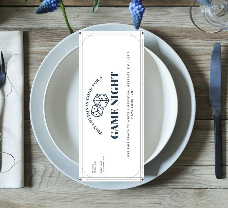 Game Night Gift Coupon Editable Gift for Friend Card Template Canva ...