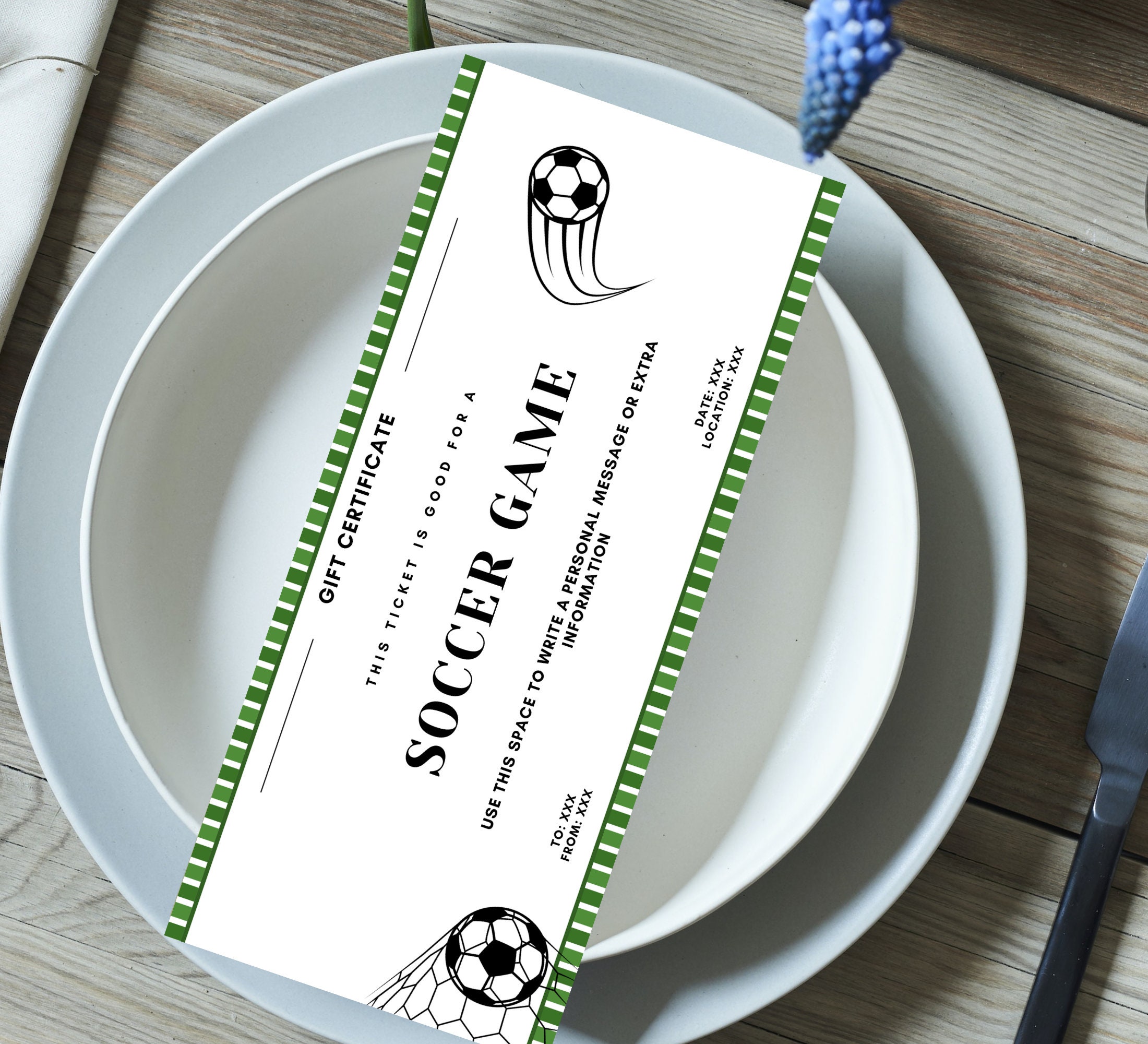 Soccer Game Ticket Printable Canva Template Custom Soccer Game Ticket ...
