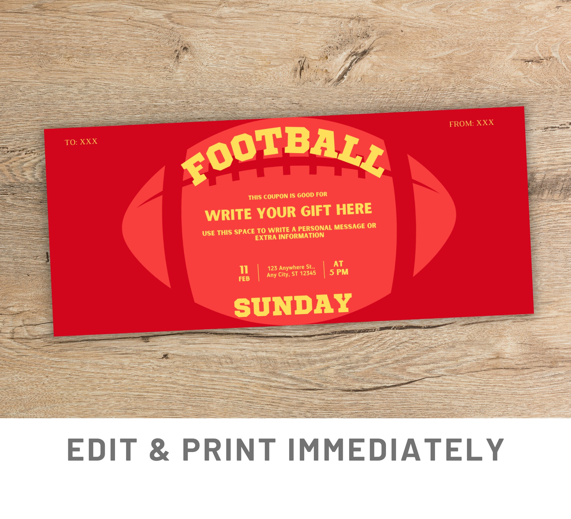 Football Game Invitation Big Game Ticket Printable Canva Template ...