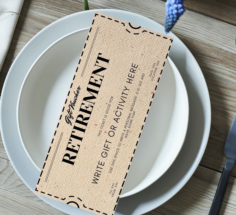 Vintage Retirement Coupon Canva Editable Gift Card Template Canva ...