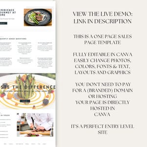 Private Chef Canva Website Chef Website Template Gourmet Landing Page ...