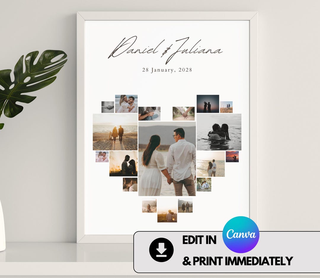 Custom Wedding Gift Template Canva Love Collage Printable Anniversary ...