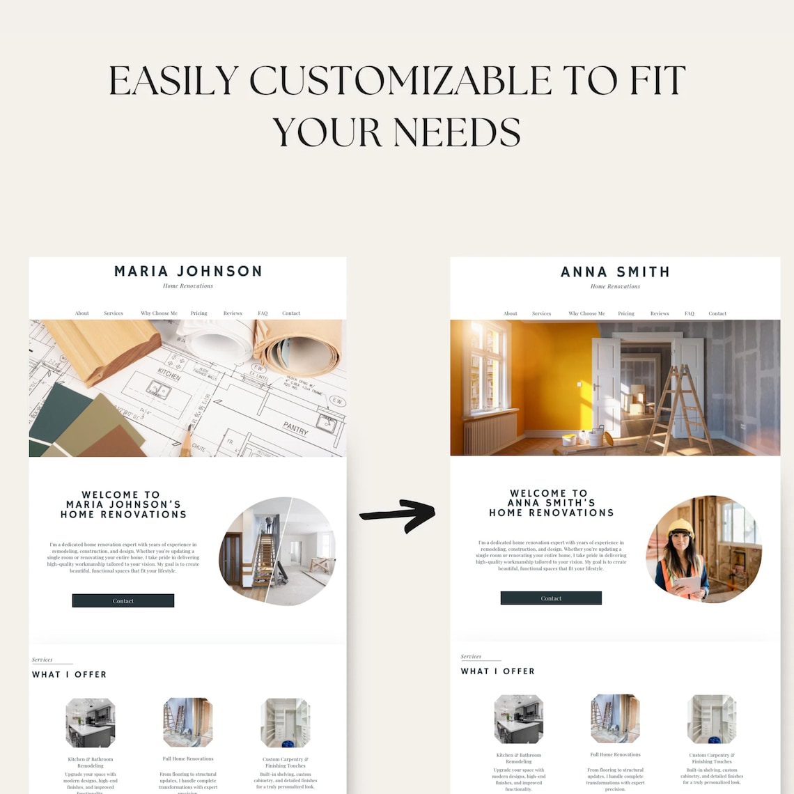Home Renovation Website Template, Modern Landing Page (canva) - Etsy