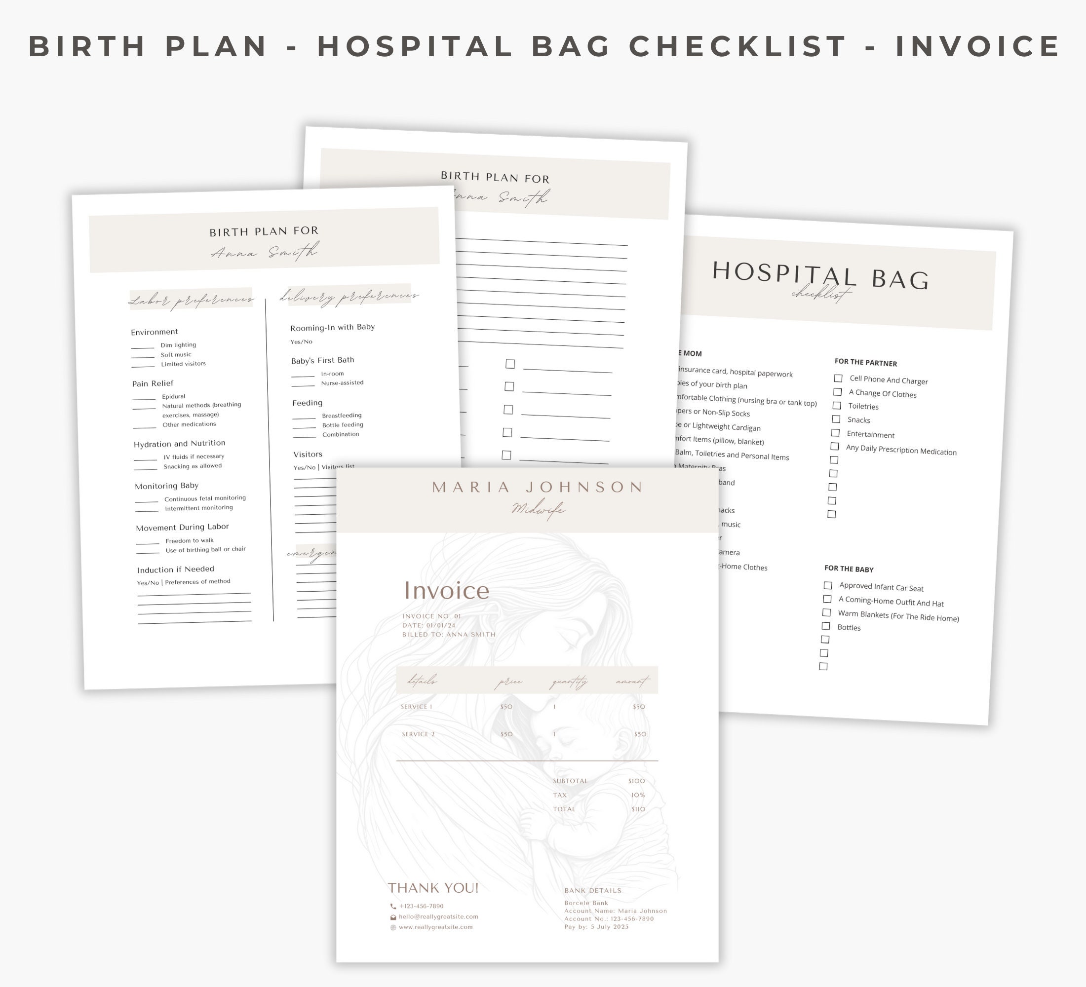 Midwife Branding Kit Birth Doula Business Bundle Midwife Canva Template ...