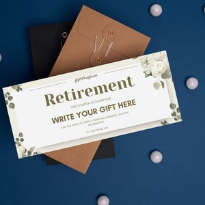 Elegant Retirement Coupon Canva Editable Gift Card Template Canva ...