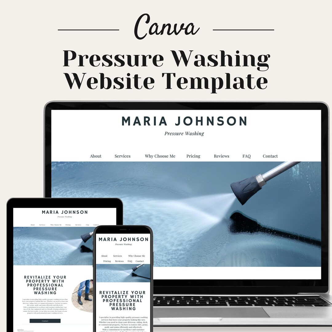 Pressure Washing Website Template | Cleaning Business Canva Landing ...