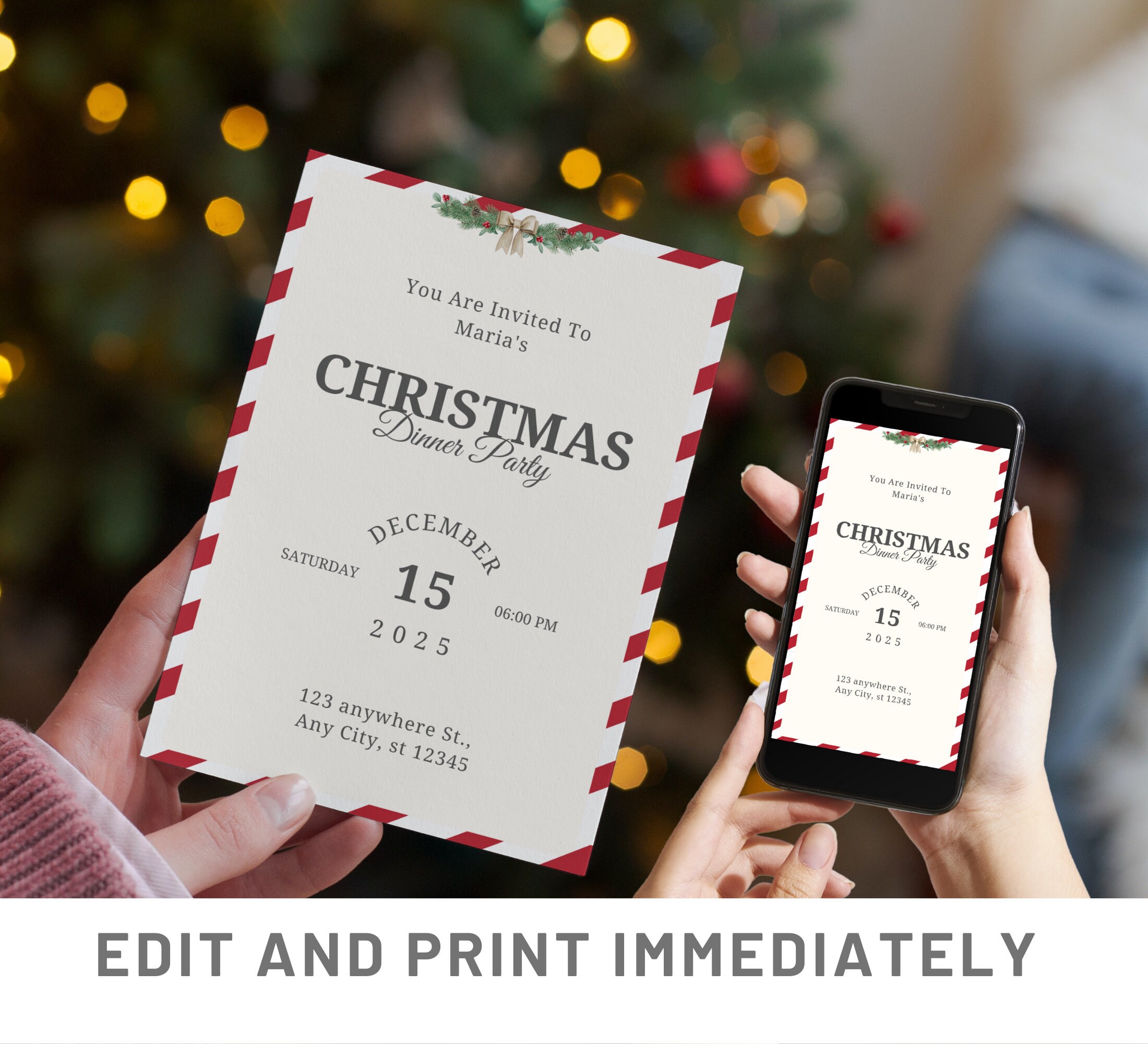 Custom Christmas Invitation Printable Christmas Invitation Canva ...