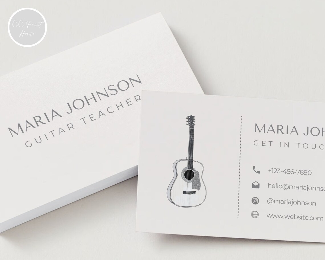 Guitarist Business Card Template Printable Business Card - Etsy