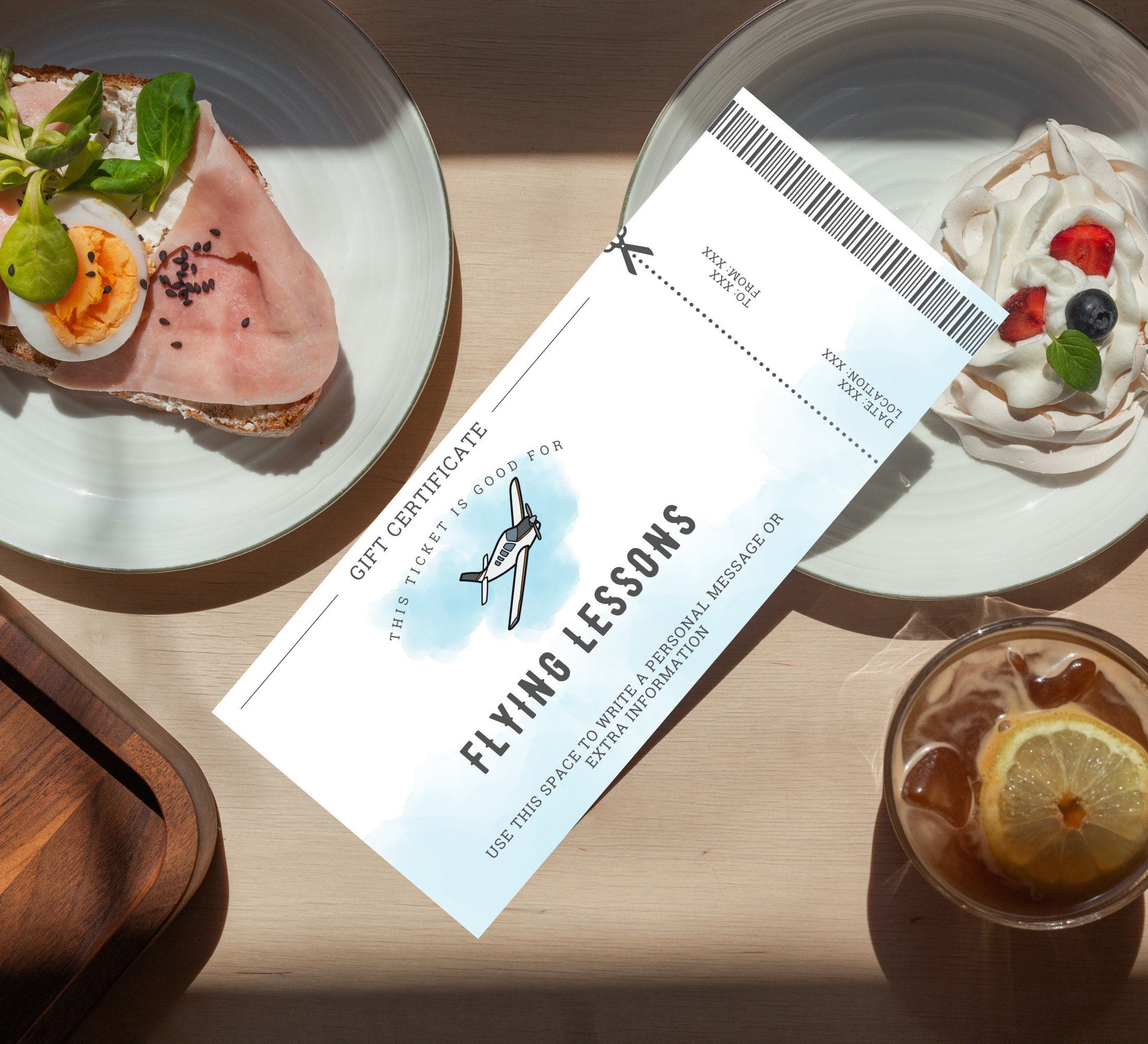 Custom Flying Lessons Voucher Flight Gift Coupon Template Canva Pilot ...