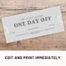 Day off Coupon Template | Editable Voucher Gift (canva) - Etsy