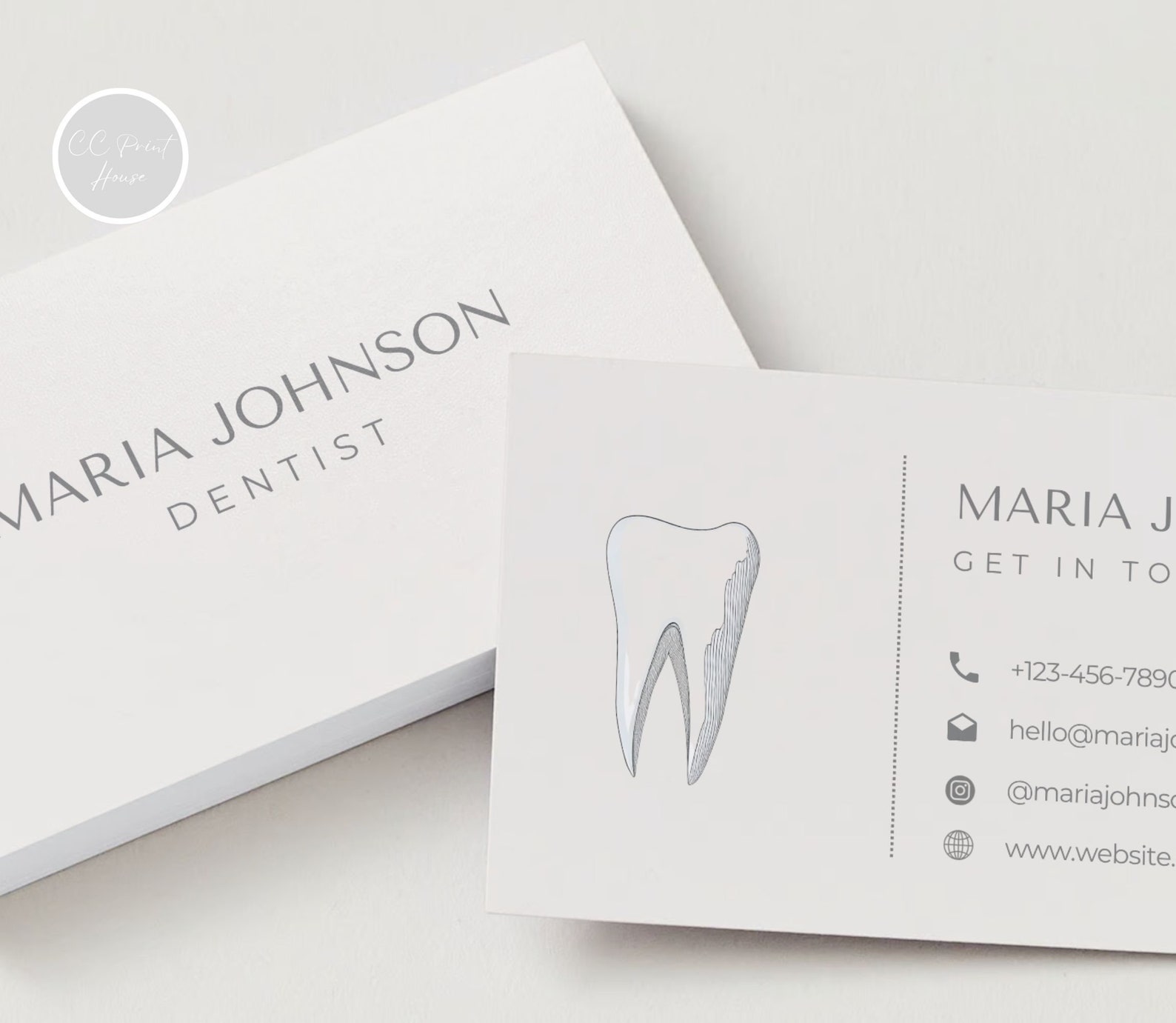 Dentist Business Card Template, Minimalist Editable Design (canva ...