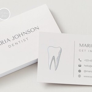 Dentist Business Card Template, Minimalist Editable Design (canva ...