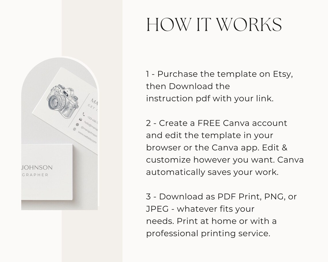 Photographer Business Card Template Photographer Calling Card - Etsy