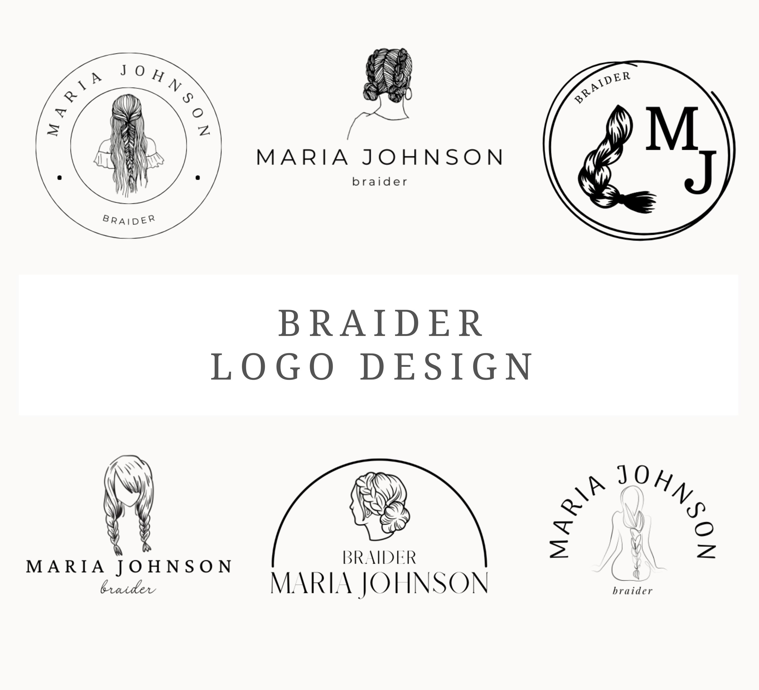 Hair Logo Design Canva 6 Customizable Braider Logos Hair Braids Logo ...