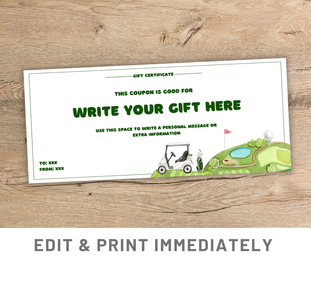 Golf Gift Coupon Editable Gift Coupon Template Canva Golf Trip Gift ...