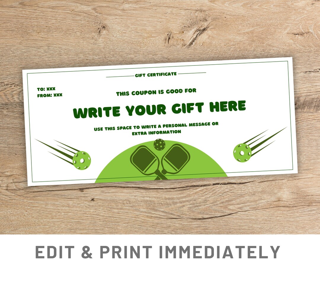 Pickleball Gift Coupon Template, DIY Birthday Gift (canva) - Etsy