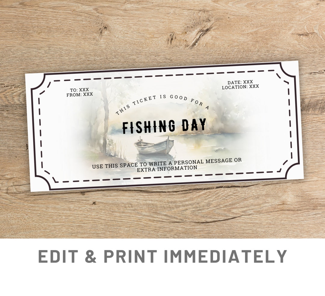 Custom Fishing Day Gift Coupon Fishing Gift Voucher Template Canva ...
