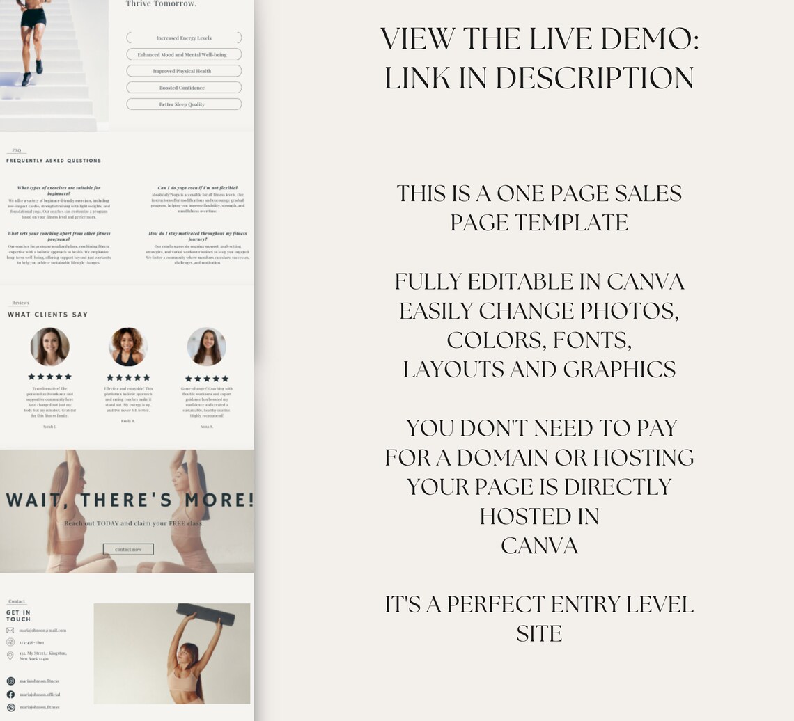 Fitness Canva Website Template Health Website Template Canva Landing ...