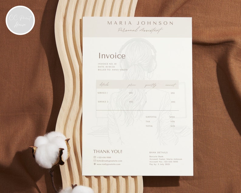Personal Assistant Invoice Template Virtual Assistant Editable - Etsy