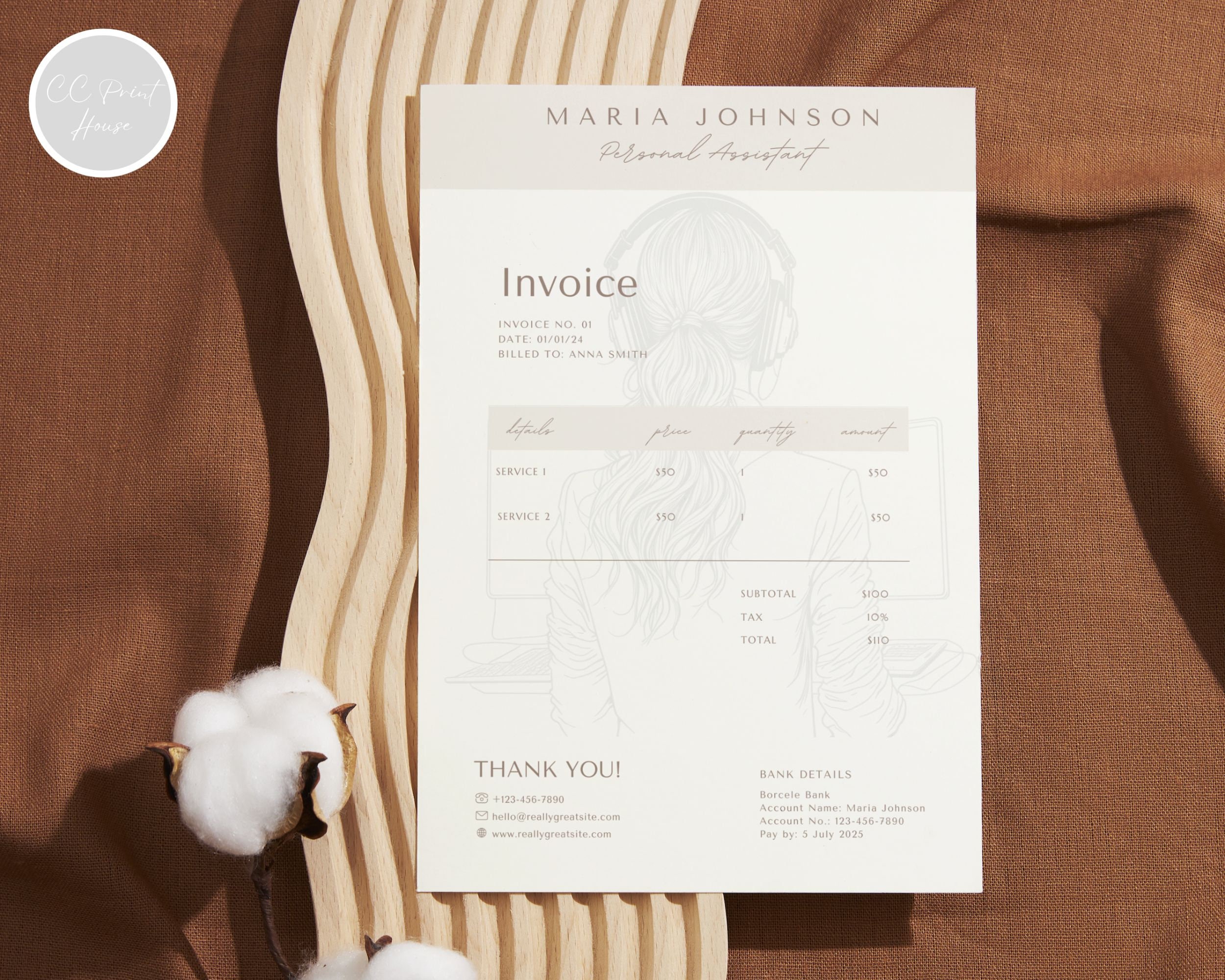 Personal Assistant Invoice Template Virtual Assistant Editable Template ...