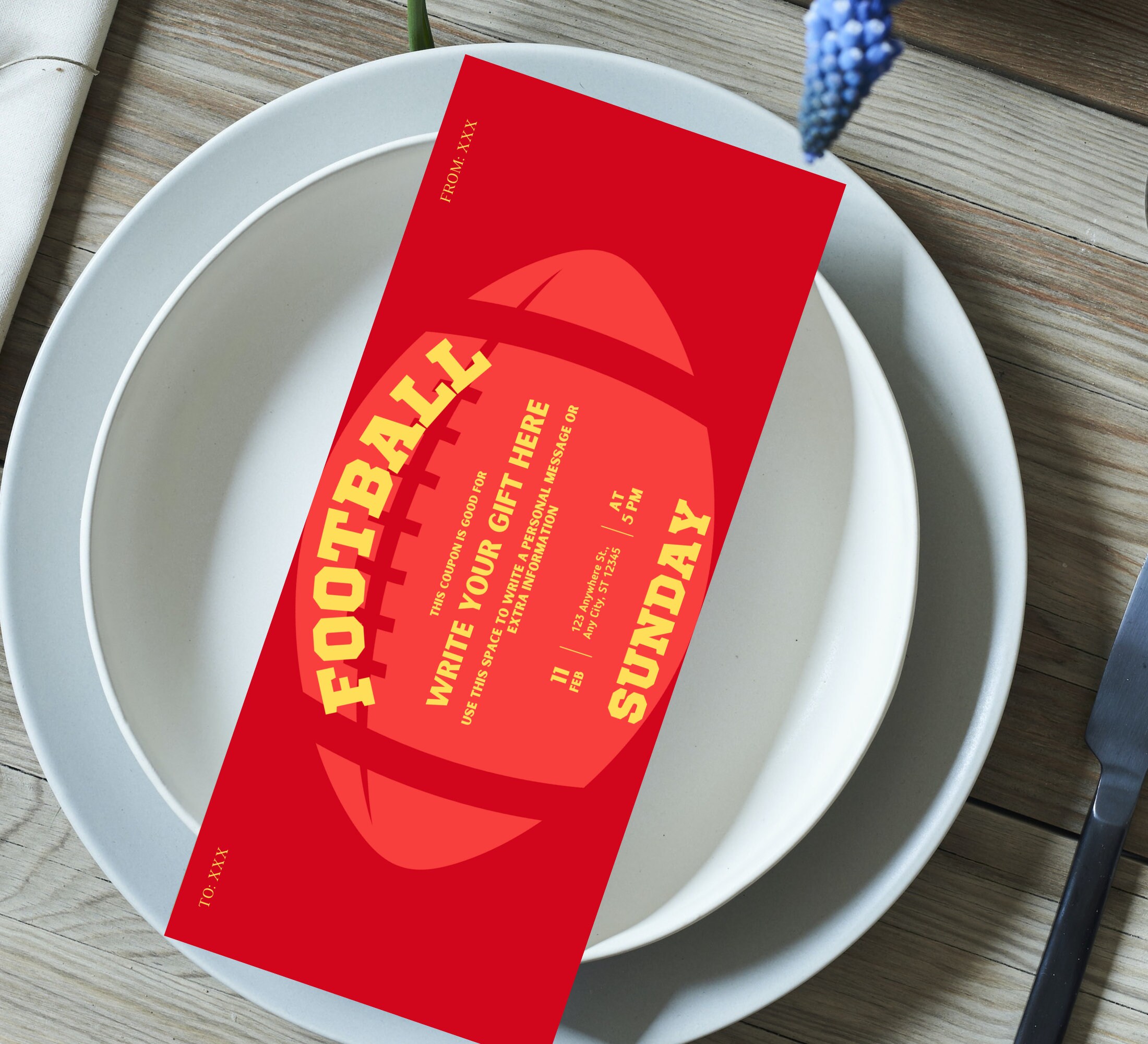 Football Game Invitation Big Game Ticket Printable Canva Template ...