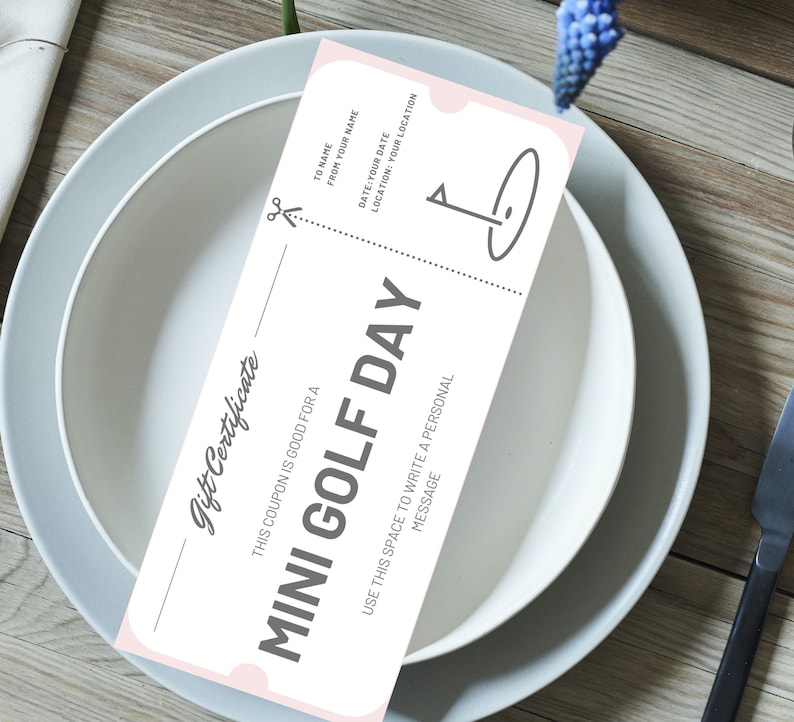 Mini Golf Day Coupon Template, Editable Gift Voucher (canva) - Etsy