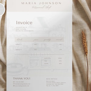 Personal Chef Invoice Template Private Chef Editable Template Printable ...