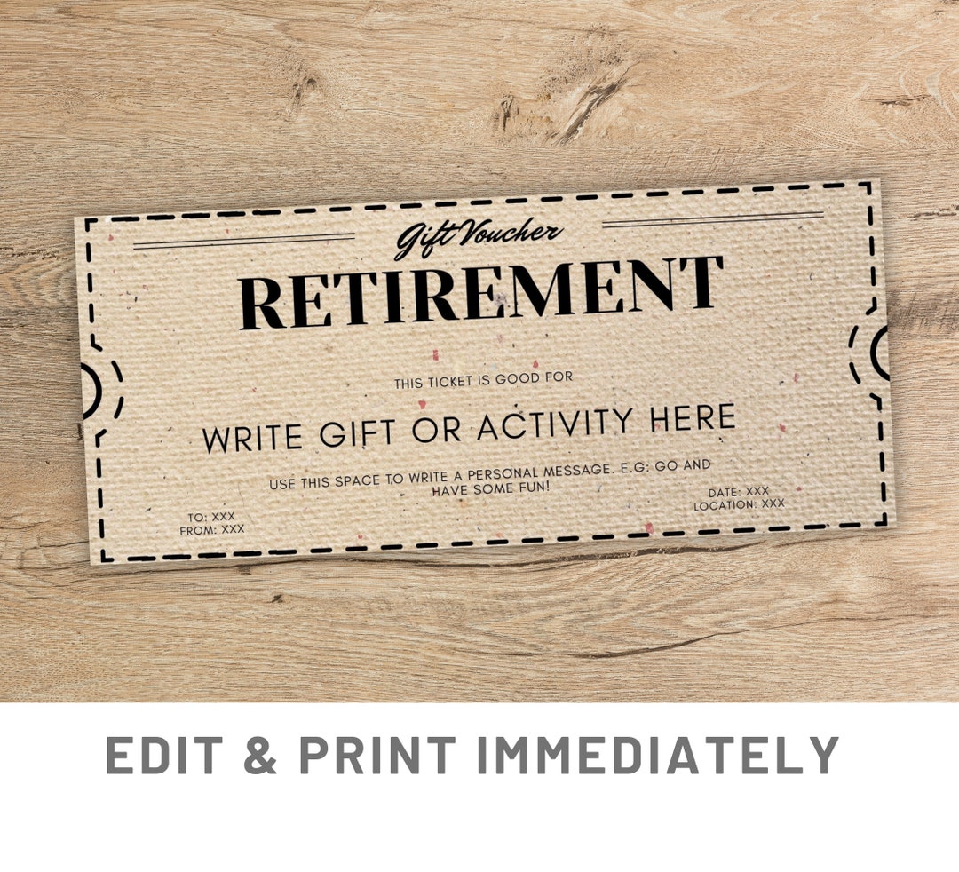 Vintage Retirement Coupon Canva Editable Gift Card Template Canva ...