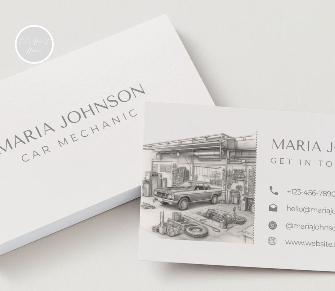 Car Mechanic Business Card Template, Editable Canva Design (digital) - Etsy