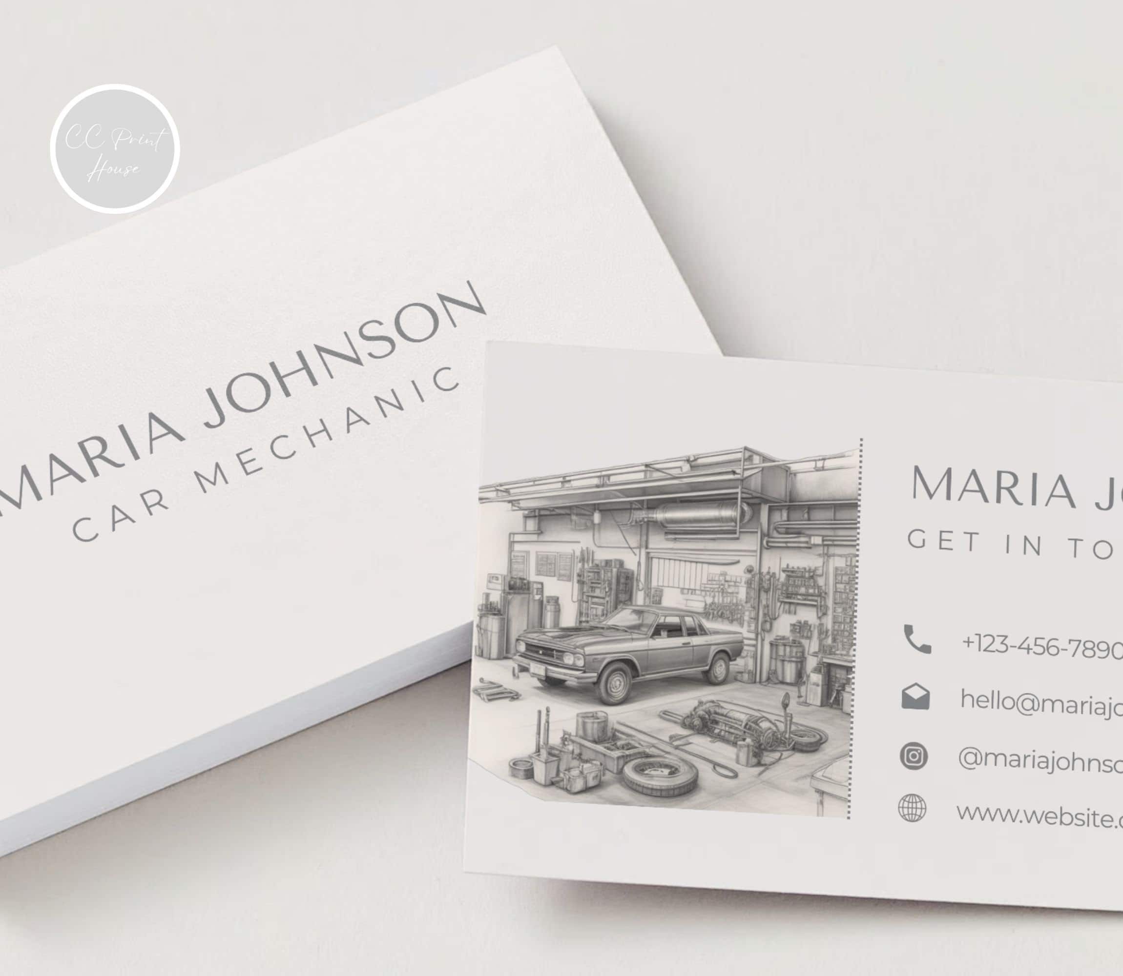 Car Mechanic Business Card Template Car Repair Calling Card Auto Repair ...