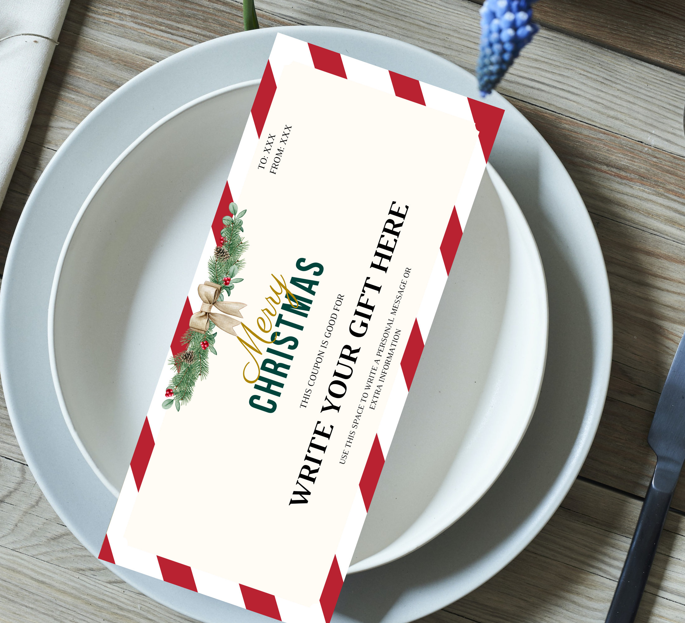 Christmas Coupon Custom Christmas Gift Coupon Template Canva Christmas ...