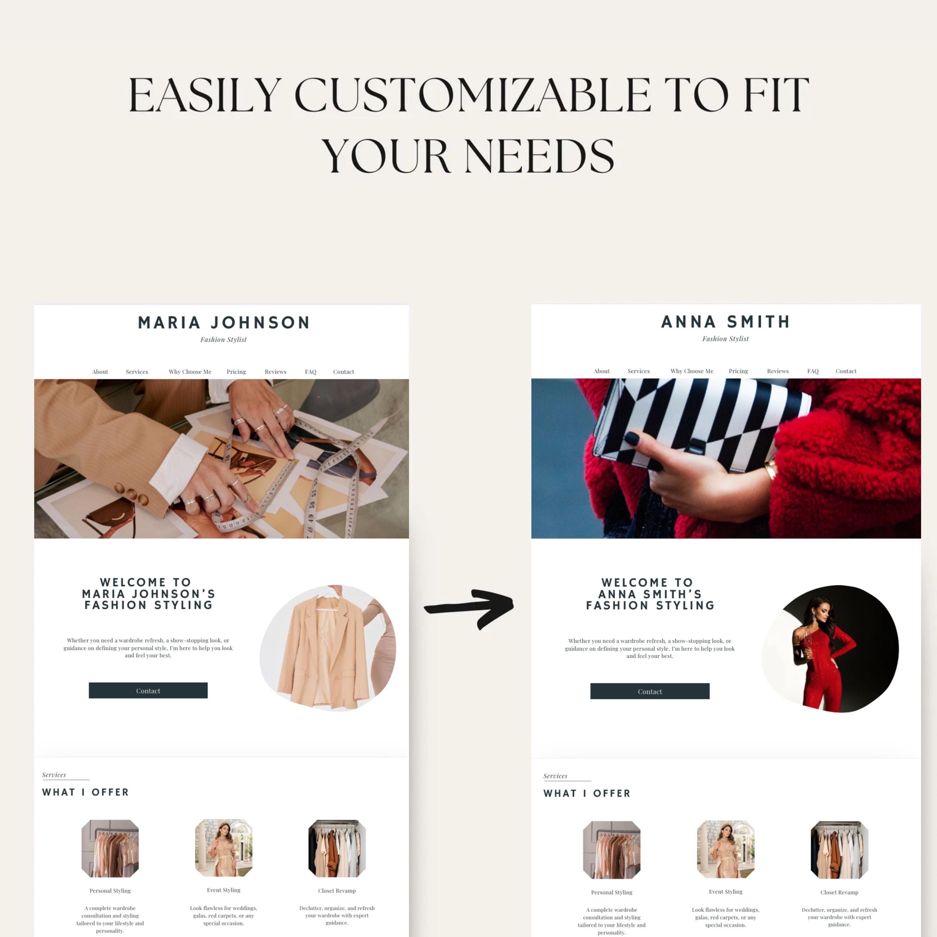 Fashion Stylist Website Template: Canva, One Page (digital Template) - Etsy