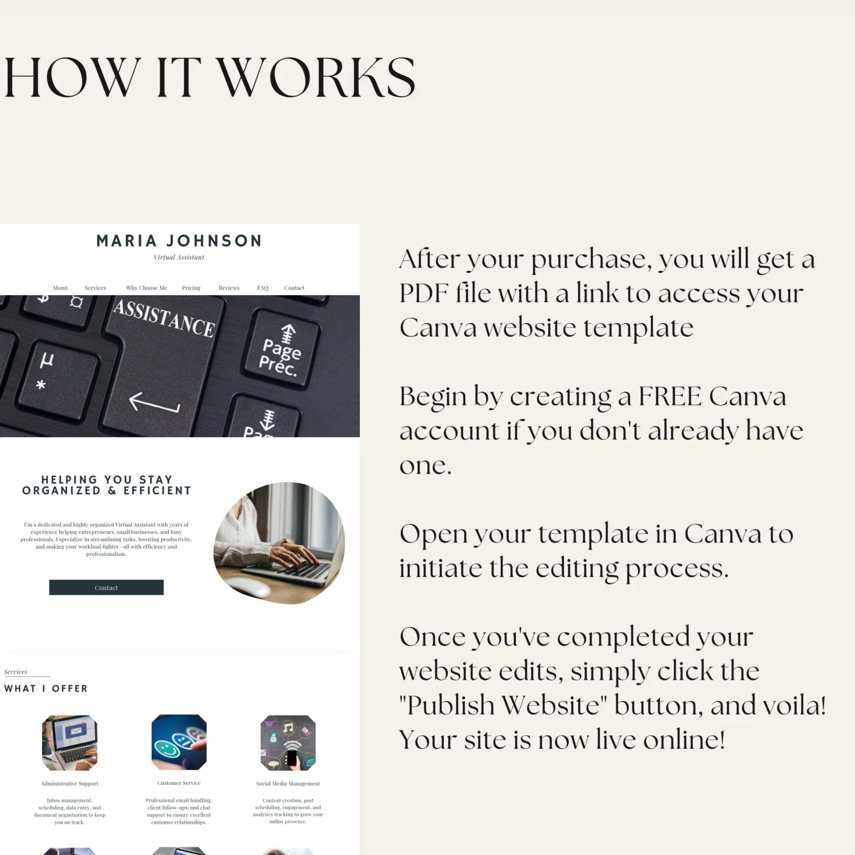 Virtual Assistant Canva Website Remote Assistant Website Template ...