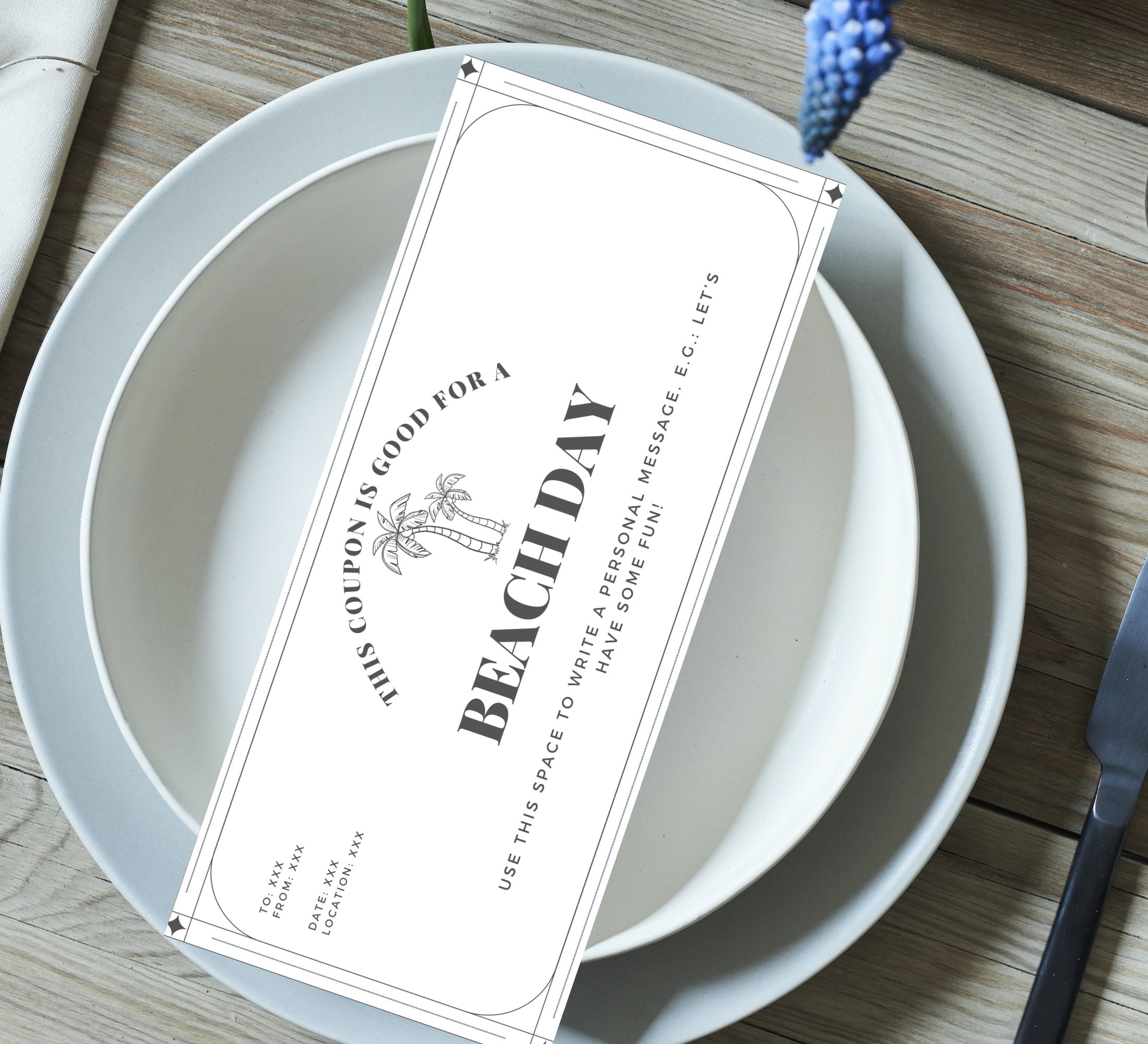 Beach Day Coupon Editable Gift Coupon Template Canva Beach Day Voucher ...