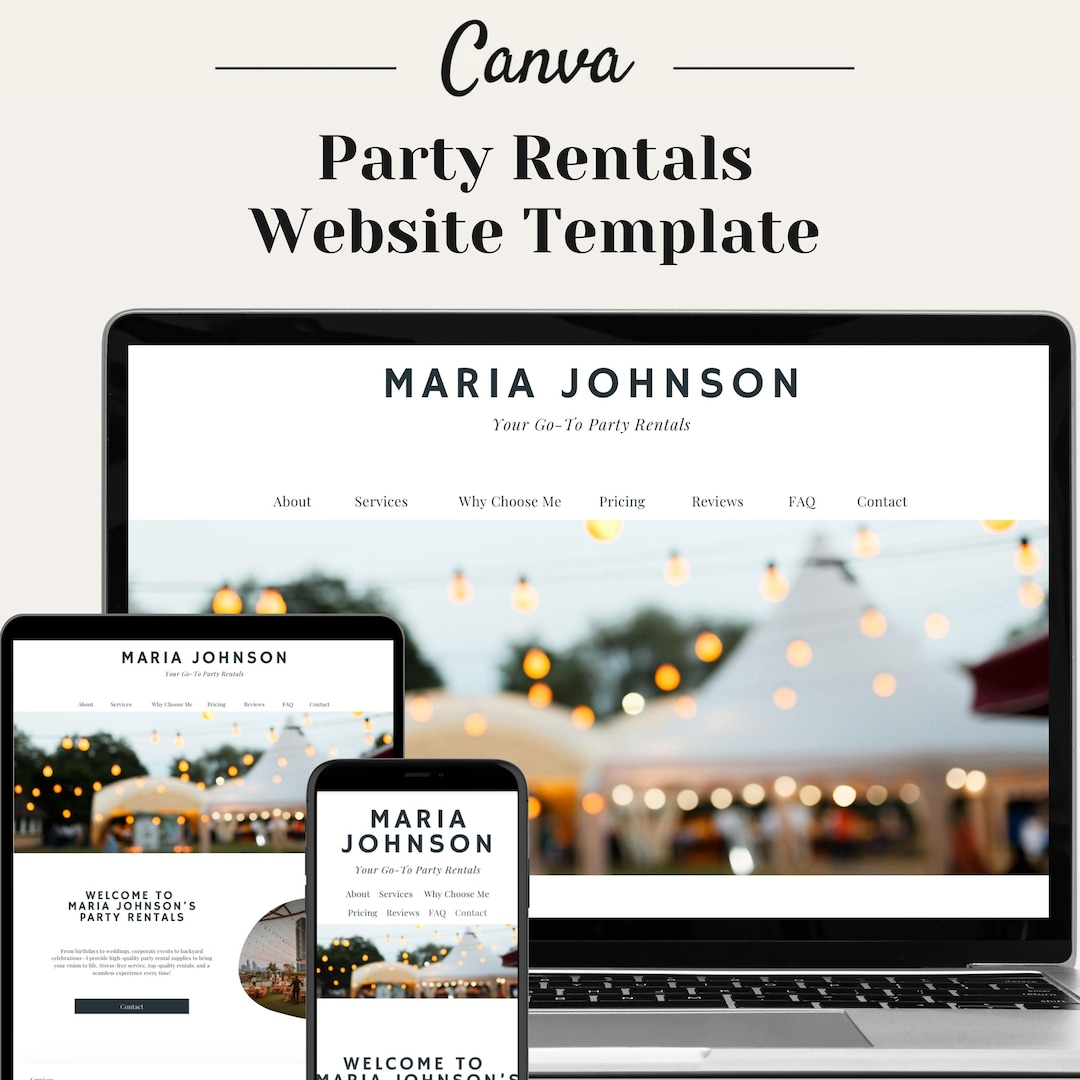 Party Rentals Canva Website Party Tent Website Template Event Rental ...